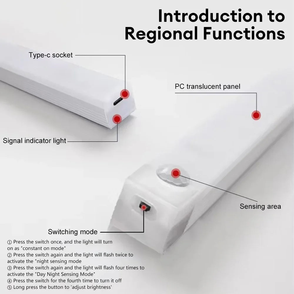 LED Motion Sensor Light Wireless LED Night Light Type C Rechargeable L ...